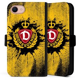 DeinDesign iPhone 16e Handy Klapph&uuml;lle Handyh&uuml;lle aus Kunst Leder schwarz Flip Case Official Licensed Product Soccer Sg Dynamo Dresden Sideflip mit Lasche