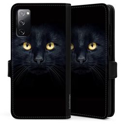 DeinDesign Galaxy S20 Handy Klapph&uuml;lle Handyh&uuml;lle aus Kunst Leder schwarz Flip Case Eye Cat Black Sideflip mit Lasche