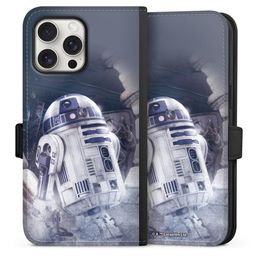 DeinDesign iPhone 15 Pro Max Handy Klapph&uuml;lle Handyh&uuml;lle aus Kunst Leder schwarz Flip Case Robot Merchandise Star Wars Sideflip mit Lasche