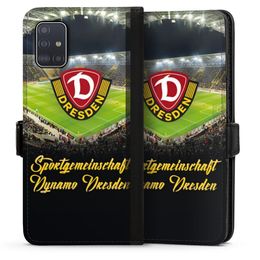 DeinDesign Galaxy A51 Handy Klapph&uuml;lle Handyh&uuml;lle aus Kunst Leder schwarz Flip Case Sg Dynamo Dresden Sgd Official Licensed Product Sideflip mit Lasche
