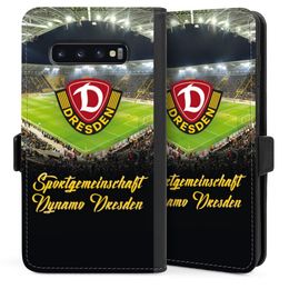 DeinDesign Galaxy S10 Plus Handy Klapph&uuml;lle Handyh&uuml;lle aus Kunst Leder schwarz Flip Case Sg Dynamo Dresden Sgd Official Licensed Product Sideflip mit Lasche