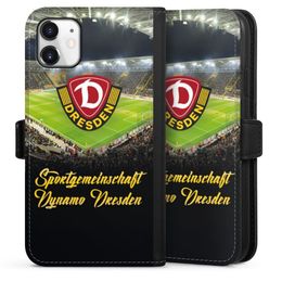 DeinDesign iPhone 11 Handy Klapph&uuml;lle Handyh&uuml;lle aus Kunst Leder schwarz Flip Case Sg Dynamo Dresden Sgd Official Licensed Product Sideflip mit Lasche