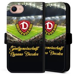 DeinDesign iPhone 16e Handy Klapph&uuml;lle Handyh&uuml;lle aus Kunst Leder schwarz Flip Case Sg Dynamo Dresden Sgd Official Licensed Product Sideflip mit Lasche