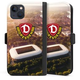 DeinDesign iPhone 13 Handy Klapph&uuml;lle Handyh&uuml;lle aus Kunst Leder schwarz Flip Case Sgd Sg Dynamo Dresden Stadium Sideflip mit Lasche