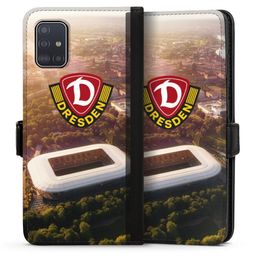 DeinDesign Galaxy A51 Handy Klapph&uuml;lle Handyh&uuml;lle aus Kunst Leder schwarz Flip Case Sgd Sg Dynamo Dresden Stadium Sideflip mit Lasche