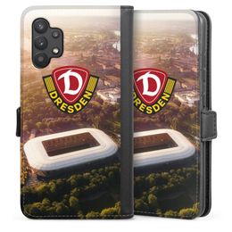 DeinDesign Galaxy A32 4G Handy Klapph&uuml;lle Handyh&uuml;lle aus Kunst Leder schwarz Flip Case Sgd Sg Dynamo Dresden Stadium Sideflip mit Lasche