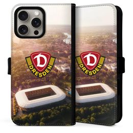 DeinDesign iPhone 16 Pro Handy Klapph&uuml;lle Handyh&uuml;lle aus Kunst Leder schwarz Flip Case Sgd Sg Dynamo Dresden Stadium Sideflip mit Lasche
