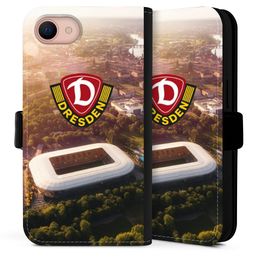 DeinDesign iPhone 16e Handy Klapph&uuml;lle Handyh&uuml;lle aus Kunst Leder schwarz Flip Case Sgd Sg Dynamo Dresden Stadium Sideflip mit Lasche
