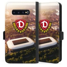 DeinDesign Galaxy S10 Plus Handy Klapph&uuml;lle Handyh&uuml;lle aus Kunst Leder schwarz Flip Case Sgd Sg Dynamo Dresden Stadium Sideflip mit Lasche
