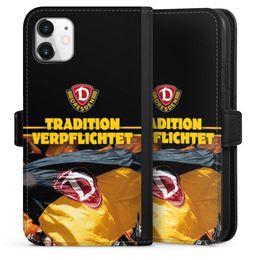DeinDesign iPhone 11 Handy Klapph&uuml;lle Handyh&uuml;lle aus Kunst Leder schwarz Flip Case Sgd Sg Dynamo Dresden Merchandise Sideflip mit Lasche
