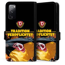 DeinDesign Galaxy S20 Handy Klapph&uuml;lle Handyh&uuml;lle aus Kunst Leder schwarz Flip Case Sg Dynamo Dresden Merchandise Sgd Sideflip mit Lasche