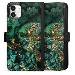 DeinDesign iPhone 11 Handy Klapph&uuml;lle Handyh&uuml;lle aus Kunst Leder schwarz Flip Case Muster Glitzer Marble Sideflip mit Lasche