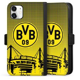 DeinDesign iPhone 11 Handy Klapph&uuml;lle Handyh&uuml;lle aus Kunst Leder schwarz Flip Case Bvb Stadium Borussia Dortmund Sideflip mit Lasche