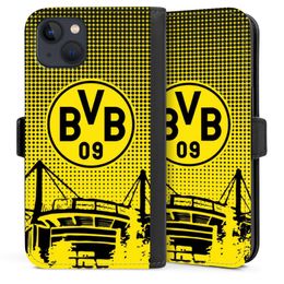 DeinDesign iPhone 13 Handy Klapph&uuml;lle Handyh&uuml;lle aus Kunst Leder schwarz Flip Case Bvb Stadium Borussia Dortmund Sideflip mit Lasche