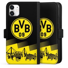 DeinDesign iPhone 11 Handy Klapph&uuml;lle Handyh&uuml;lle aus Kunst Leder schwarz Flip Case Bvb Borussia Dortmund Stadium Sideflip mit Lasche