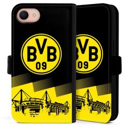 DeinDesign iPhone 16e Handy Klapph&uuml;lle Handyh&uuml;lle aus Kunst Leder schwarz Flip Case Borussia Dortmund Stadium Bvb Sideflip mit Lasche
