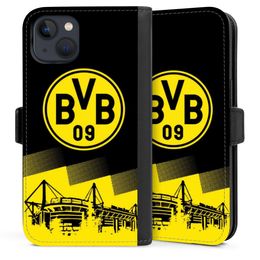 DeinDesign iPhone 13 Handy Klapph&uuml;lle Handyh&uuml;lle aus Kunst Leder schwarz Flip Case Borussia Dortmund Stadium Bvb Sideflip mit Lasche