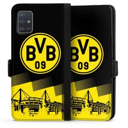 DeinDesign Galaxy A51 Handy Klapph&uuml;lle Handyh&uuml;lle aus Kunst Leder schwarz Flip Case Borussia Dortmund Stadium Bvb Sideflip mit Lasche