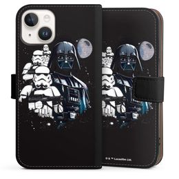 DeinDesign iPhone 14 Handy Klapph&uuml;lle Handyh&uuml;lle aus Kunst Leder schwarz Flip Case Weltall Star Wars Movie Sideflip mit Lasche