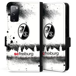 DeinDesign Galaxy S20 Handy Klapph&uuml;lle Handyh&uuml;lle aus Kunst Leder schwarz Flip Case Skyline Sc Freiburg Logo Sideflip mit Lasche