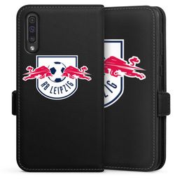 DeinDesign Galaxy A50 Handy Klapph&uuml;lle Handyh&uuml;lle aus Kunst Leder schwarz Flip Case Official Licensed Product Transparent Rb Leipzig Sideflip mit Lasche