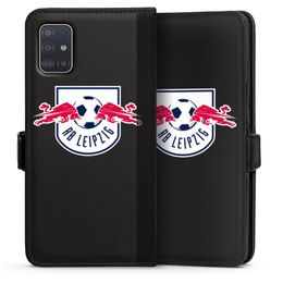 DeinDesign Galaxy A51 Handy Klapph&uuml;lle Handyh&uuml;lle aus Kunst Leder schwarz Flip Case Official Licensed Product Transparent Rb Leipzig Sideflip mit Lasche
