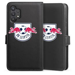 DeinDesign Galaxy A32 4G Handy Klapph&uuml;lle Handyh&uuml;lle aus Kunst Leder schwarz Flip Case Official Licensed Product Transparent Rb Leipzig Sideflip mit Lasche