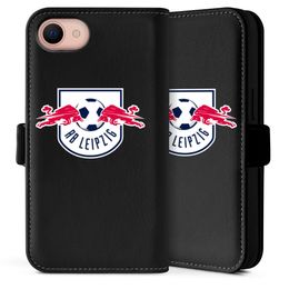 DeinDesign iPhone 16e Handy Klapph&uuml;lle Handyh&uuml;lle aus Kunst Leder schwarz Flip Case Official Licensed Product Transparent Rb Leipzig Sideflip mit Lasche