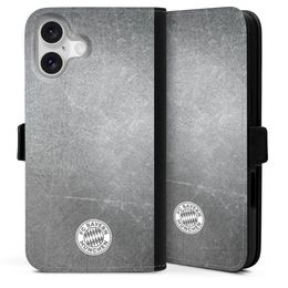 DeinDesign iPhone 16 Plus Handy Klapph&uuml;lle Handyh&uuml;lle aus Kunst Leder schwarz Flip Case Concrete Fcb Fc Bayern M&uuml;nchen Sideflip mit Lasche