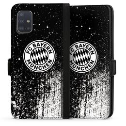 DeinDesign Galaxy A51 Handy Klapph&uuml;lle Handyh&uuml;lle aus Kunst Leder schwarz Flip Case Official Licensed Product Fcb Fc Bayern M&uuml;nchen Sideflip mit Lasche