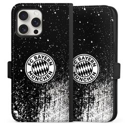 DeinDesign iPhone 15 Pro Max Handy Klapph&uuml;lle Handyh&uuml;lle aus Kunst Leder schwarz Flip Case Official Licensed Product Fcb Fc Bayern M&uuml;nchen Sideflip mit Lasche