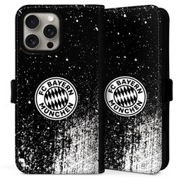 DeinDesign iPhone 16 Pro Handy Klapph&uuml;lle Handyh&uuml;lle aus Kunst Leder schwarz Flip Case Official Licensed Product Fcb Fc Bayern M&uuml;nchen Sideflip mit Lasche