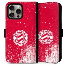 DeinDesign iPhone 16 Pro Handy Klapph&uuml;lle Handyh&uuml;lle aus Kunst Leder schwarz Flip Case Fcb Fc Bayern M&uuml;nchen Official Licensed Product Sideflip mit Lasche