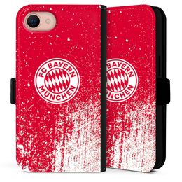 DeinDesign iPhone 16e Handy Klapph&uuml;lle Handyh&uuml;lle aus Kunst Leder schwarz Flip Case Fcb Fc Bayern M&uuml;nchen Official Licensed Product Sideflip mit Lasche