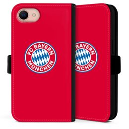 DeinDesign iPhone 16e Handy Klapph&uuml;lle Handyh&uuml;lle aus Kunst Leder schwarz Flip Case Fc Bayern M&uuml;nchen Fcb Logo Sideflip mit Lasche