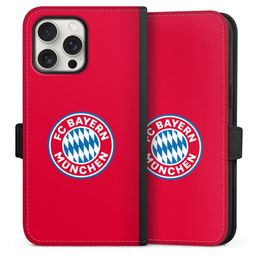 DeinDesign iPhone 15 Pro Max Handy Klapph&uuml;lle Handyh&uuml;lle aus Kunst Leder schwarz Flip Case Fc Bayern M&uuml;nchen Fcb Logo Sideflip mit Lasche