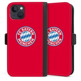 DeinDesign iPhone 13 Handy Klapph&uuml;lle Handyh&uuml;lle aus Kunst Leder schwarz Flip Case Fc Bayern M&uuml;nchen Fcb Logo Sideflip mit Lasche