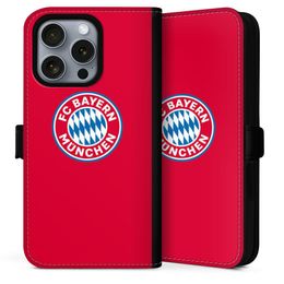 DeinDesign iPhone 16 Pro Max Handy Klapph&uuml;lle Handyh&uuml;lle aus Kunst Leder schwarz Flip Case Fc Bayern M&uuml;nchen Fcb Logo Sideflip mit Lasche