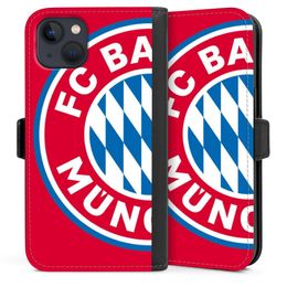 DeinDesign iPhone 13 Handy Klapph&uuml;lle Handyh&uuml;lle aus Kunst Leder schwarz Flip Case Official Licensed Product Fcb Fc Bayern M&uuml;nchen Sideflip mit Lasche