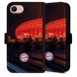 DeinDesign iPhone 16e Handy Klapph&uuml;lle Handyh&uuml;lle aus Kunst Leder schwarz Flip Case Fc Bayern M&uuml;nchen Stadium Fcb Sideflip mit Lasche