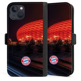 DeinDesign iPhone 13 Handy Klapph&uuml;lle Handyh&uuml;lle aus Kunst Leder schwarz Flip Case Fc Bayern M&uuml;nchen Stadium Fcb Sideflip mit Lasche