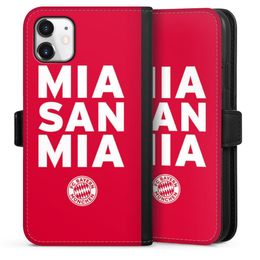 DeinDesign iPhone 11 Handy Klapph&uuml;lle Handyh&uuml;lle aus Kunst Leder schwarz Flip Case Fcb Mia San Mia Fc Bayern M&uuml;nchen Sideflip mit Lasche