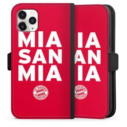 DeinDesign iPhone 11 Pro Handy Klapph&uuml;lle Handyh&uuml;lle aus Kunst Leder schwarz Flip Case Fcb Mia San Mia Fc Bayern M&uuml;nchen Sideflip mit Lasche