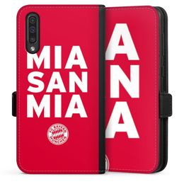 DeinDesign Galaxy A50 Handy Klapph&uuml;lle Handyh&uuml;lle aus Kunst Leder schwarz Flip Case Fcb Mia San Mia Fc Bayern M&uuml;nchen Sideflip mit Lasche