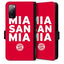 DeinDesign Galaxy S20 Handy Klapph&uuml;lle Handyh&uuml;lle aus Kunst Leder schwarz Flip Case Fc Bayern M&uuml;nchen Mia San Mia Fcb Sideflip mit Lasche