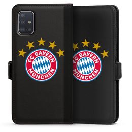 DeinDesign Galaxy A51 Handy Klapph&uuml;lle Handyh&uuml;lle aus Kunst Leder schwarz Flip Case Star Fcb Fc Bayern M&uuml;nchen Sideflip mit Lasche