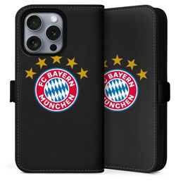 DeinDesign iPhone 16 Pro Max Handy Klapph&uuml;lle Handyh&uuml;lle aus Kunst Leder schwarz Flip Case Star Fcb Fc Bayern M&uuml;nchen Sideflip mit Lasche