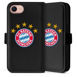 DeinDesign iPhone 16e Handy Klapph&uuml;lle Handyh&uuml;lle aus Kunst Leder schwarz Flip Case Star Fcb Fc Bayern M&uuml;nchen Sideflip mit Lasche