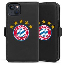 DeinDesign iPhone 13 Handy Klapph&uuml;lle Handyh&uuml;lle aus Kunst Leder schwarz Flip Case Star Fcb Fc Bayern M&uuml;nchen Sideflip mit Lasche