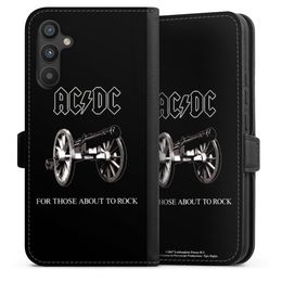 DeinDesign Galaxy A34 5G Handy Klapph&uuml;lle Handyh&uuml;lle aus Kunst Leder schwarz Flip Case Music Acdc Merchandise Sideflip mit Lasche